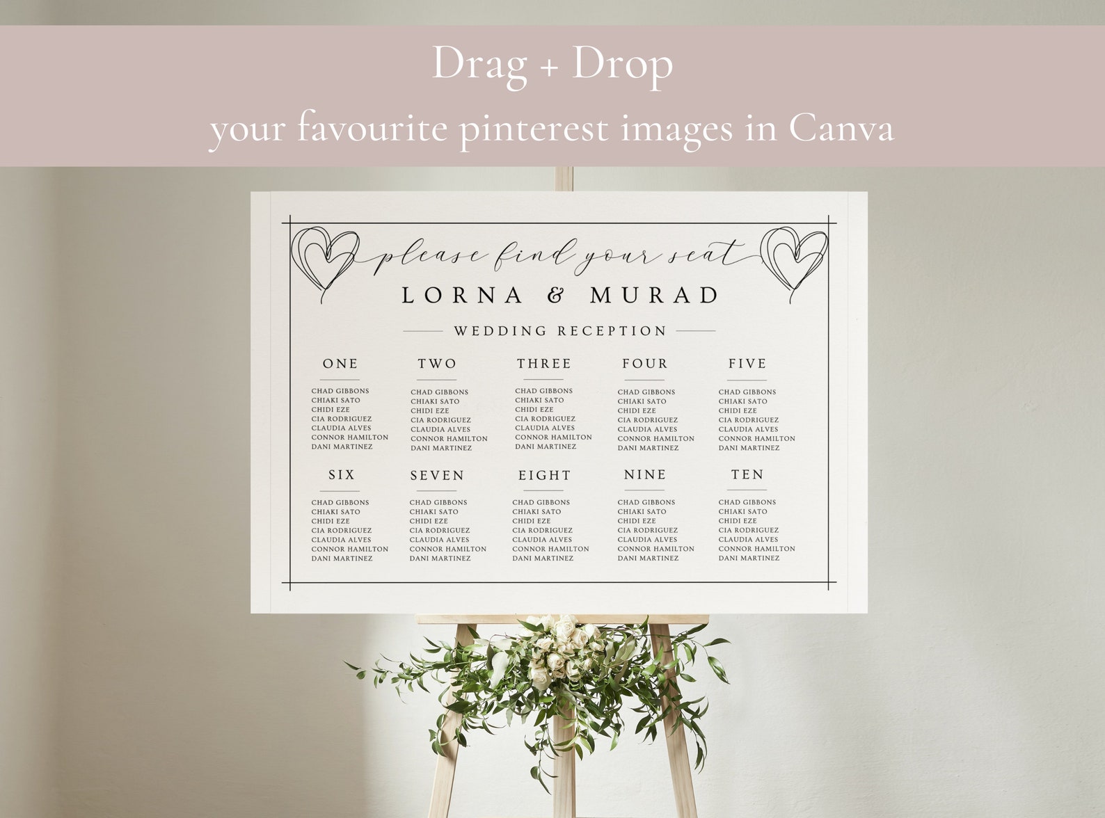 Stylized Wedding Seating Chart Printable Wedding Seating Chart Template ...