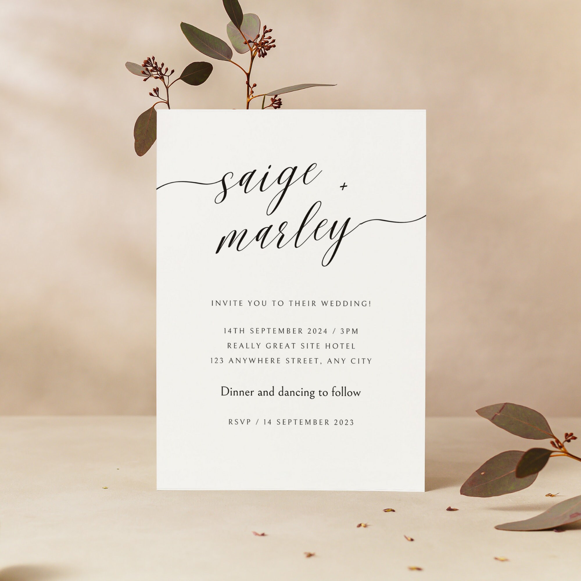 Stylized Wedding Invitation Template Download, Digital Wedding ...