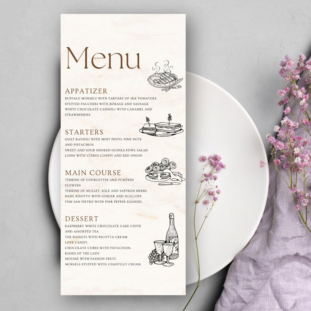 Stylized Wedding Menu Template Wedding Bar Menu Template Wedding ...