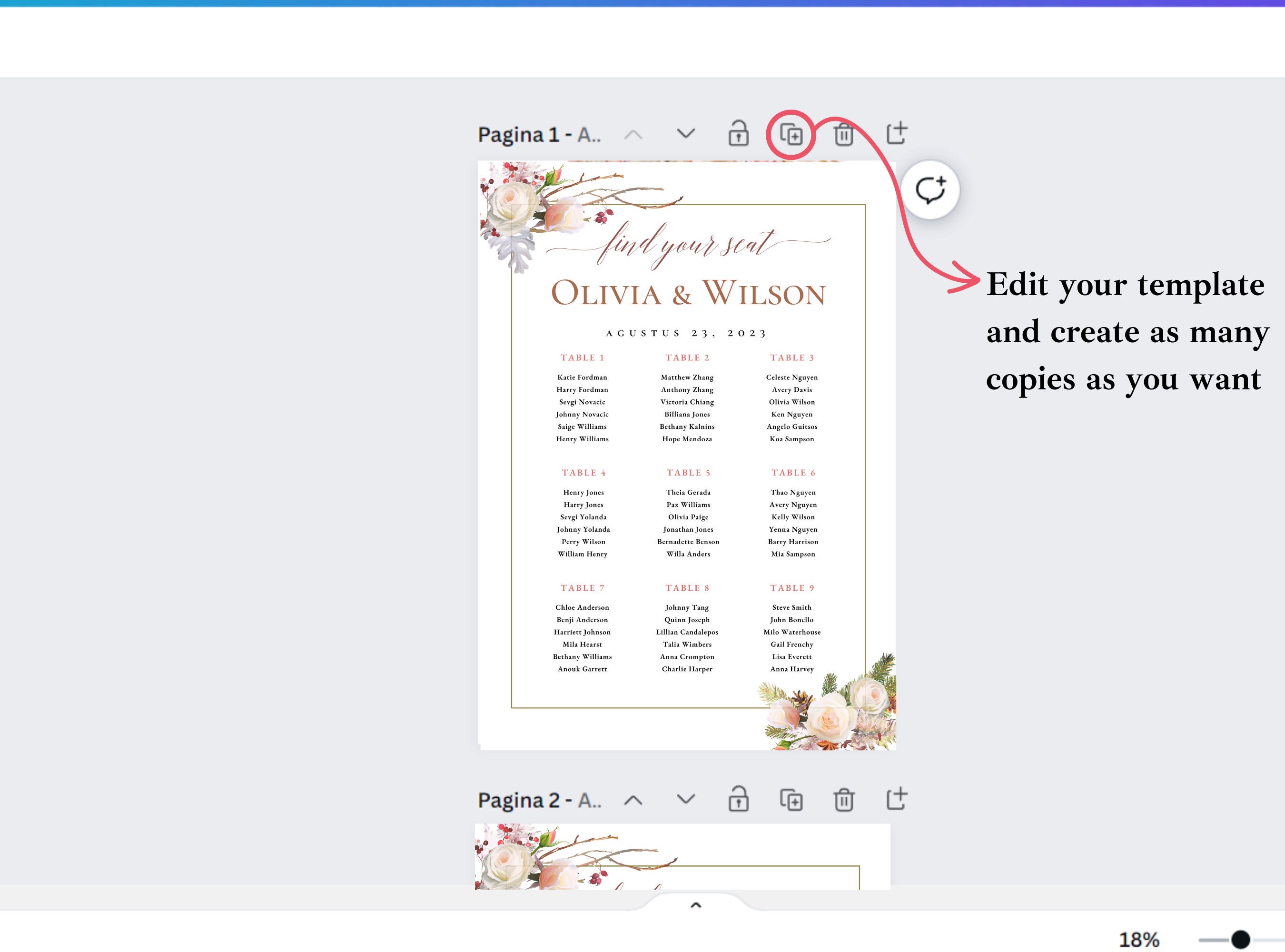 Flower Wedding Seating Chart Printable Wedding Seating Chart Template ...