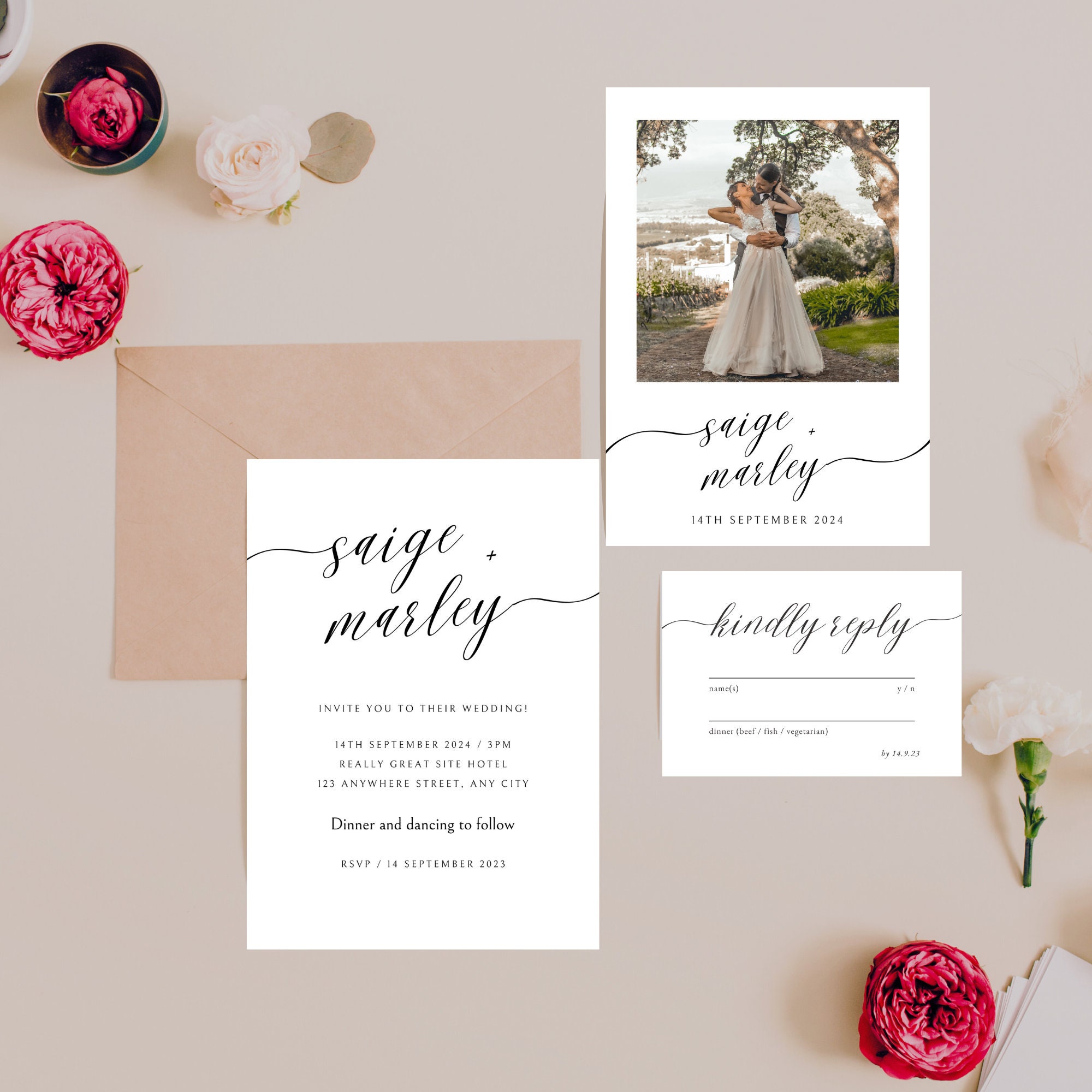 Stylized Wedding Invitation Template Download, Digital Wedding ...