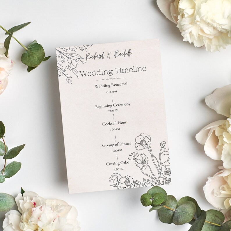 Wedding Timeline, Wedding Itinerary, Wedding Day Timeline, Wedding ...