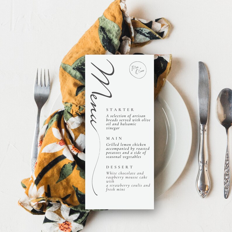 Stylized Wedding Menu Template Wedding Bar Menu Template Wedding ...