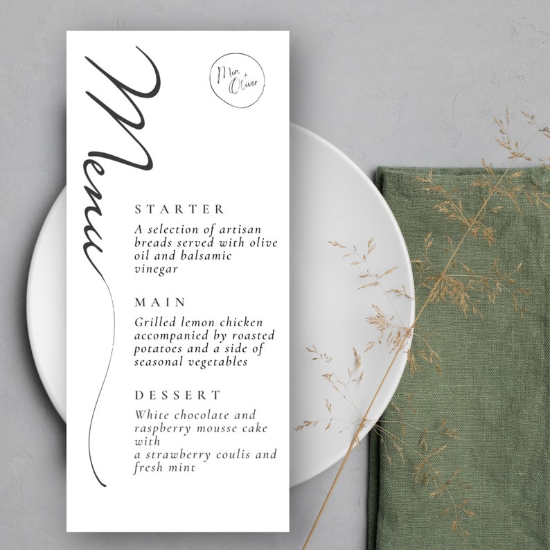 Stylized Wedding Menu Template Wedding Bar Menu Template Wedding ...