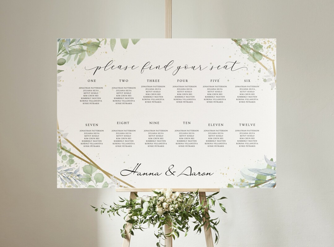 Plant Wedding Seating Chart Printable Wedding Seating Chart Template Digital Seating Chart Sign ...