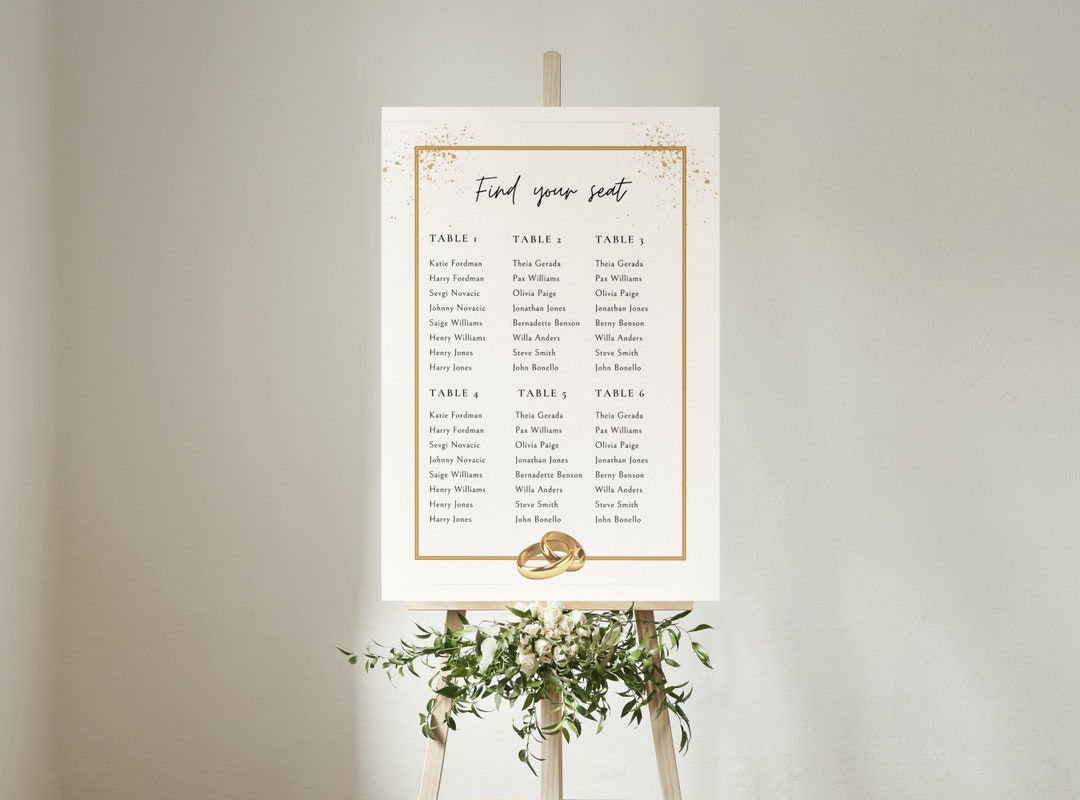 Stylized Wedding Seating Chart Printable Wedding Seating Chart Template ...