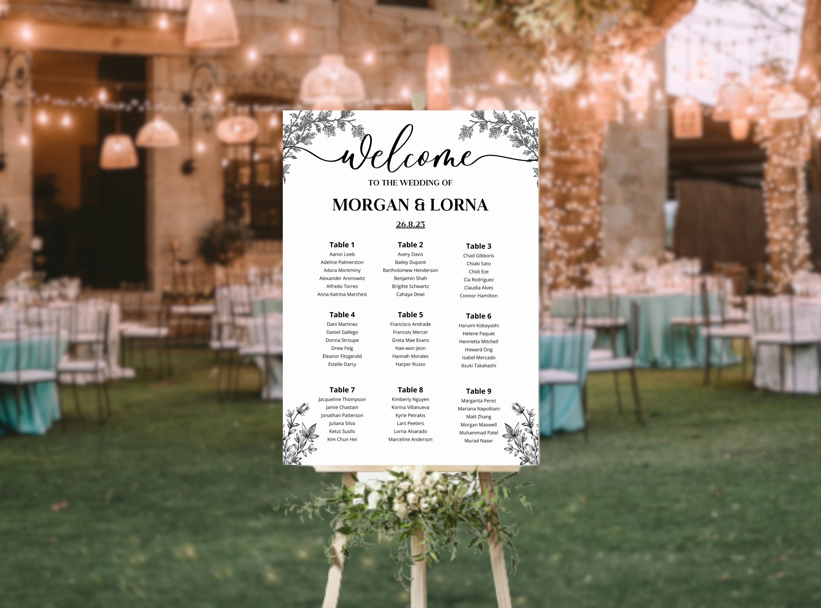 Stylized Wedding Seating Chart Printable Wedding Seating Chart Template ...
