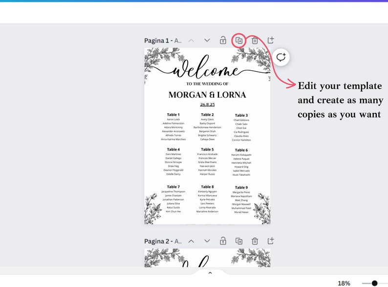 Stylized Wedding Seating Chart Printable Wedding Seating Chart Template ...