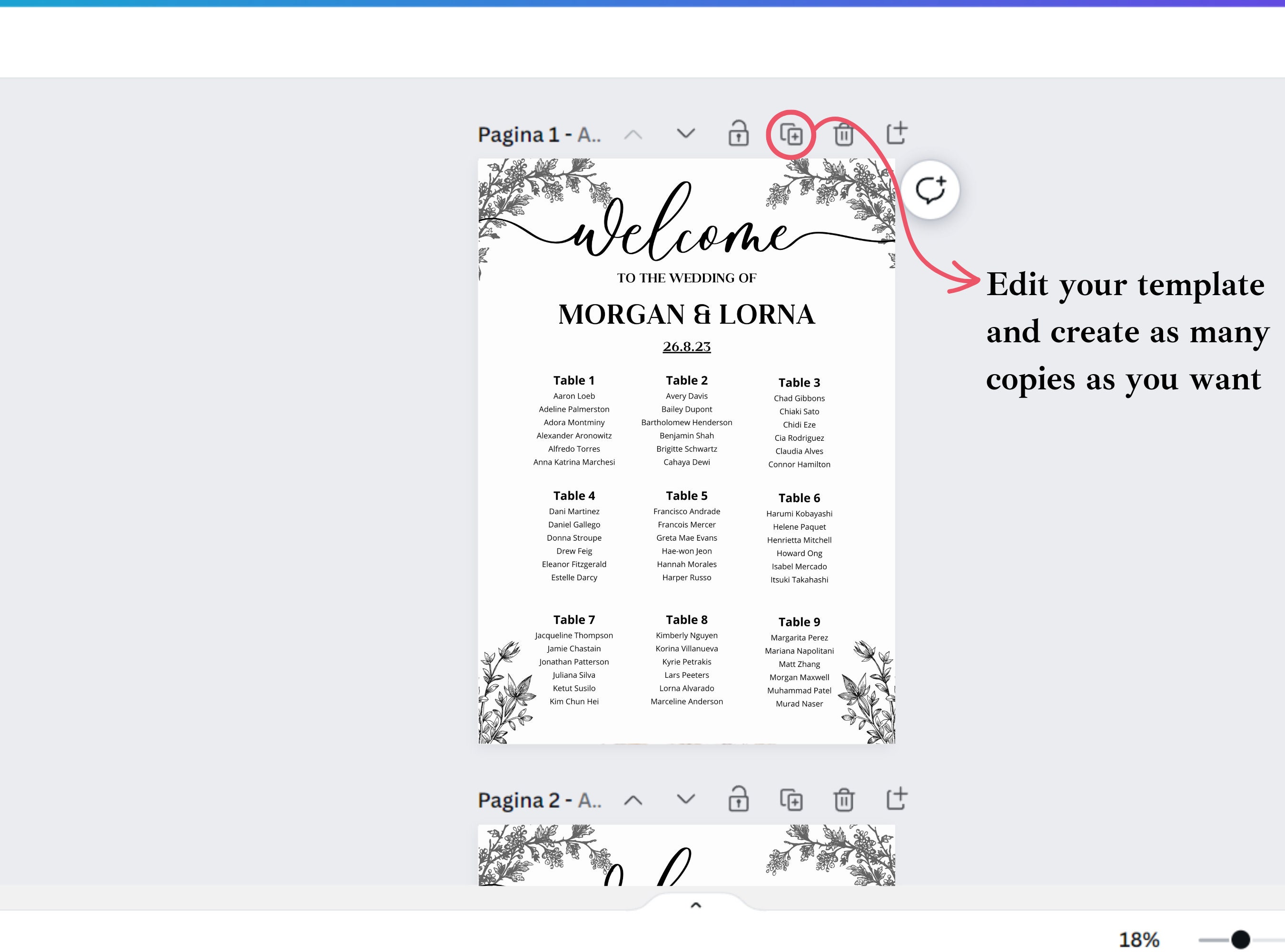 Stylized Wedding Seating Chart Printable Wedding Seating Chart Template ...