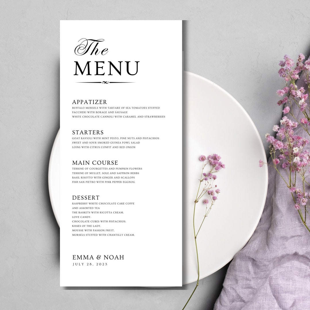 Minimal Wedding Menu Template Wedding Bar Menu Template Wedding ...