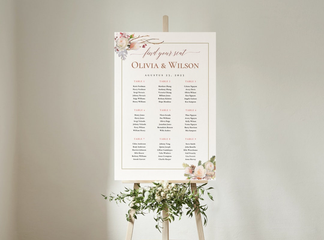 Flower Wedding Seating Chart Printable Wedding Seating Chart Template ...