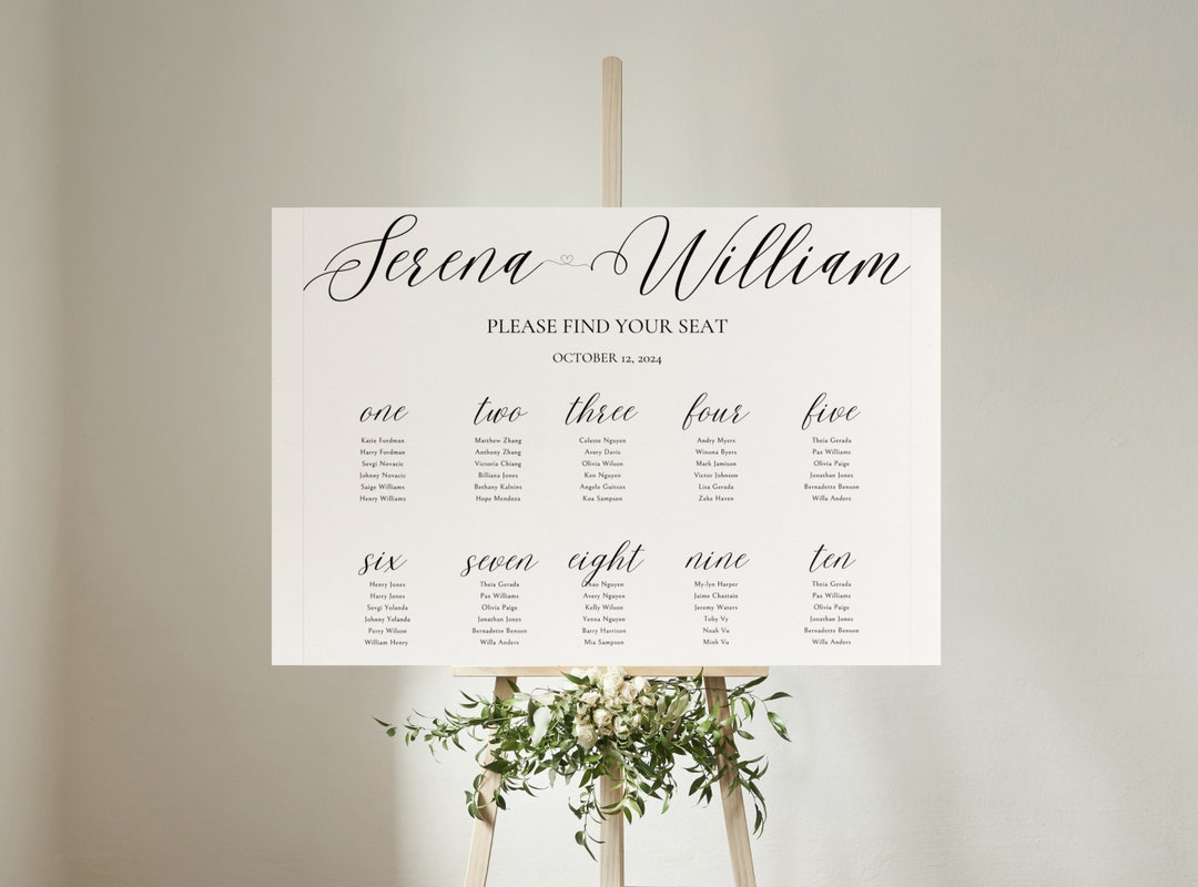 Minimal Wedding Seating Chart Printable Wedding Seating Chart Template ...