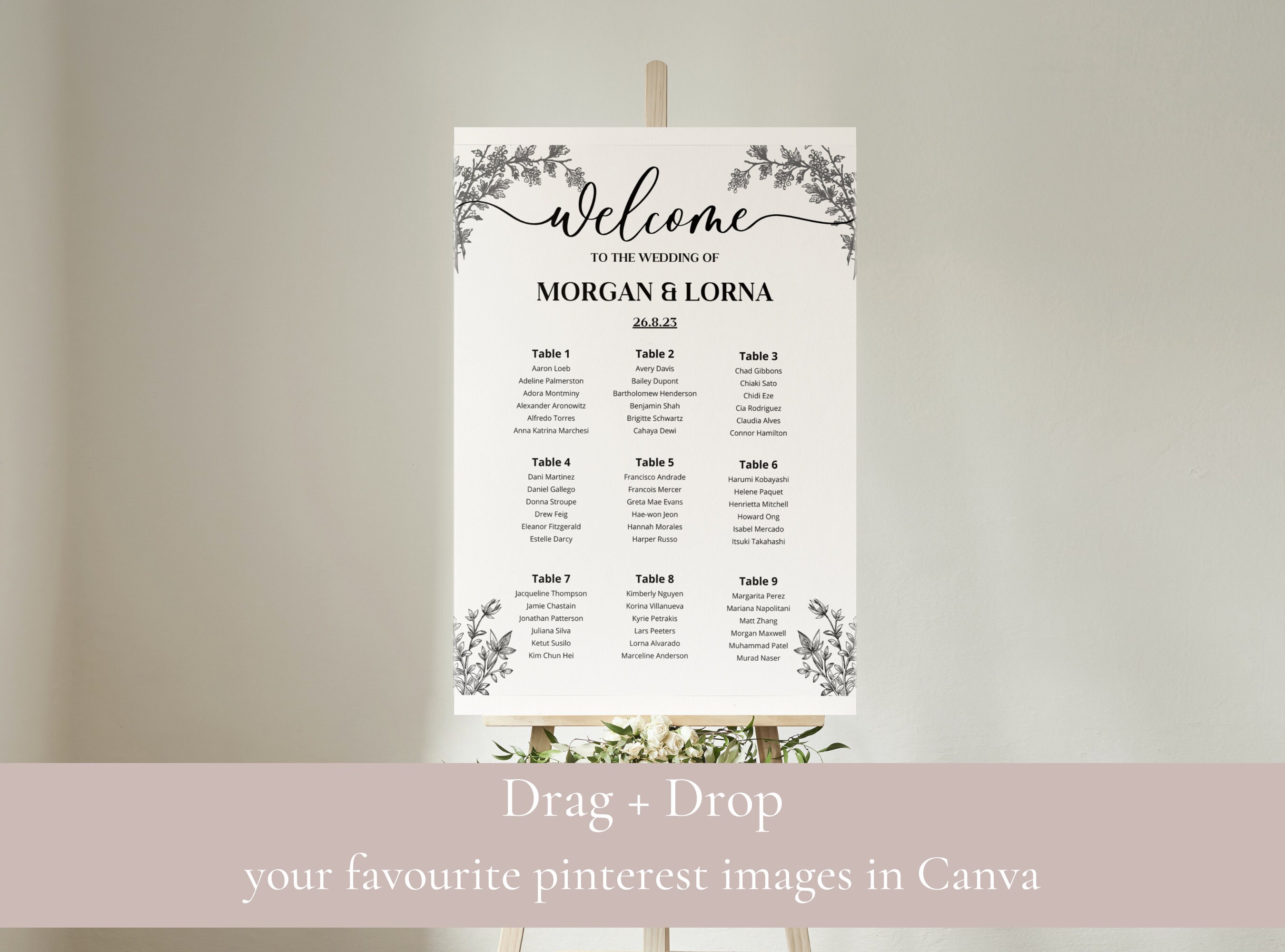 Stylized Wedding Seating Chart Printable Wedding Seating Chart Template ...
