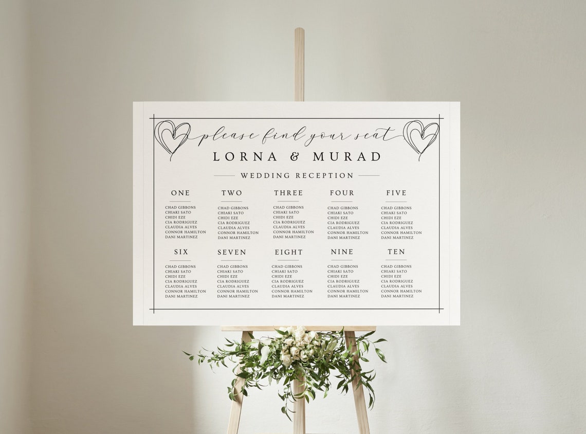 Stylized Wedding Seating Chart Printable Wedding Seating Chart Template ...