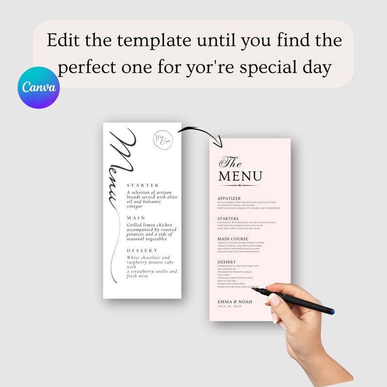 Stylized Wedding Menù Template Wedding Bar Menù Template - Etsy