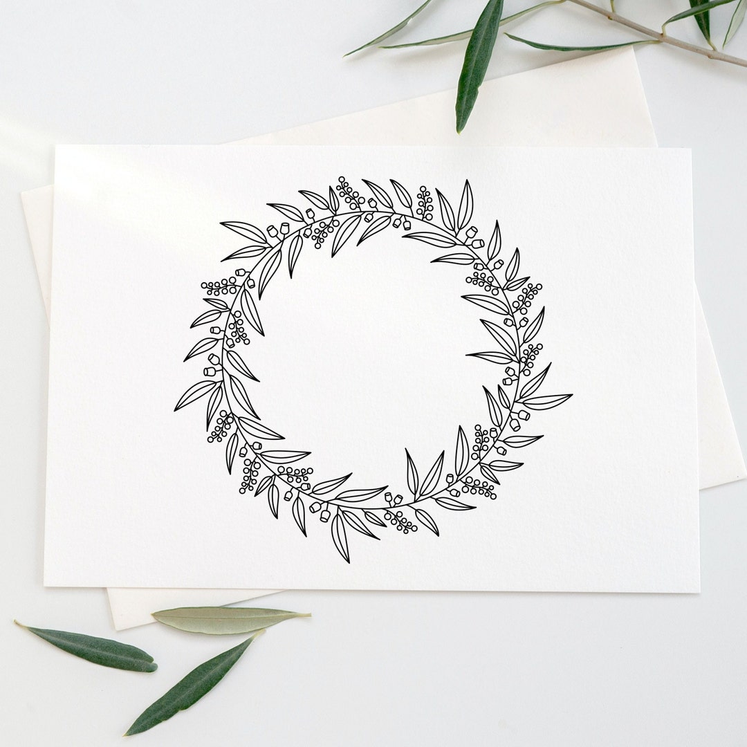 Gum Leaves & Wattle Wreath SVG and PNG Cricut File, Silhouette ...
