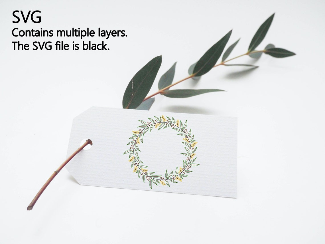 Gum Leaves & Wattle Wreath SVG and PNG Cricut File, Silhouette ...