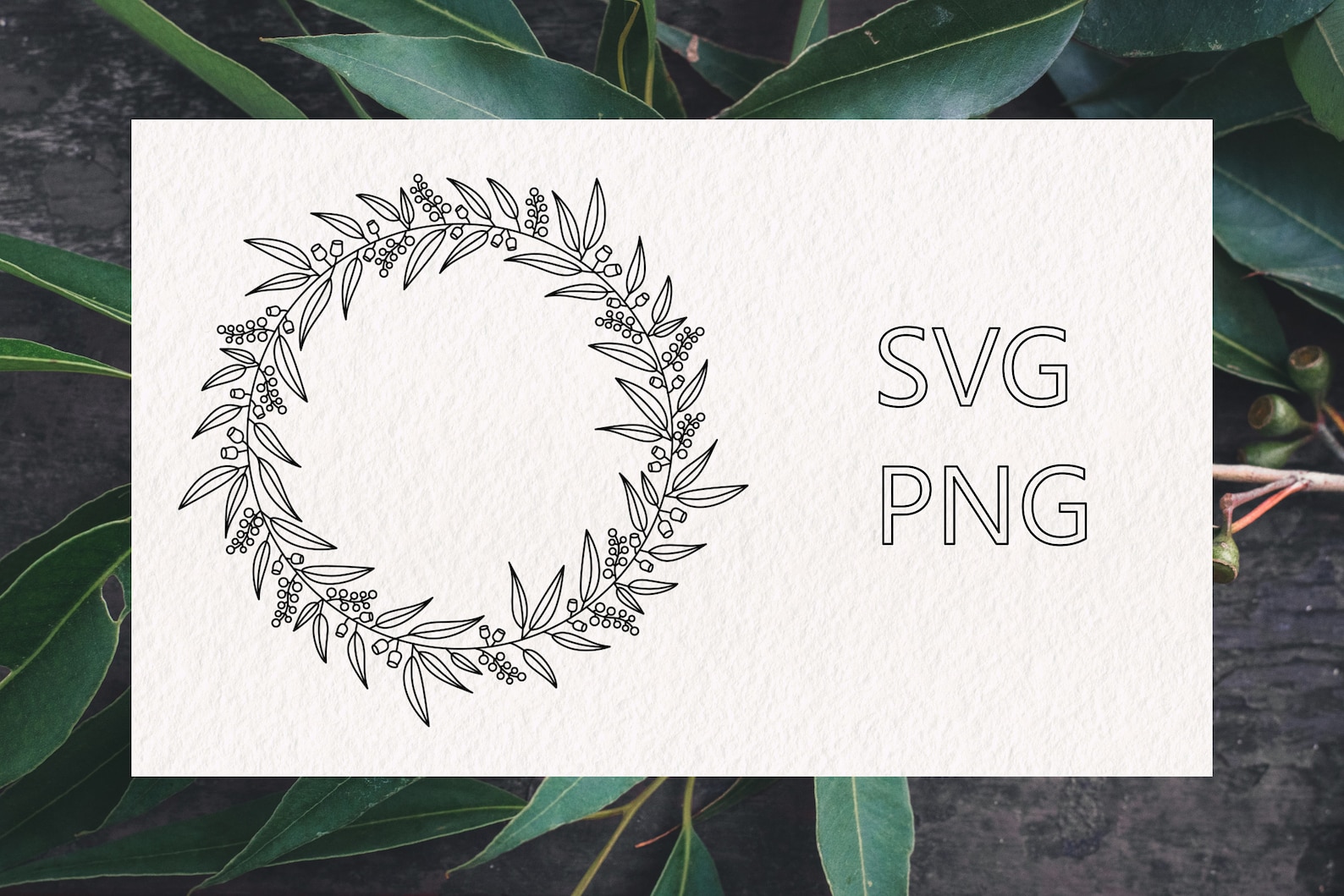 Gum Leaves & Wattle Wreath SVG and PNG Cricut File, Silhouette ...