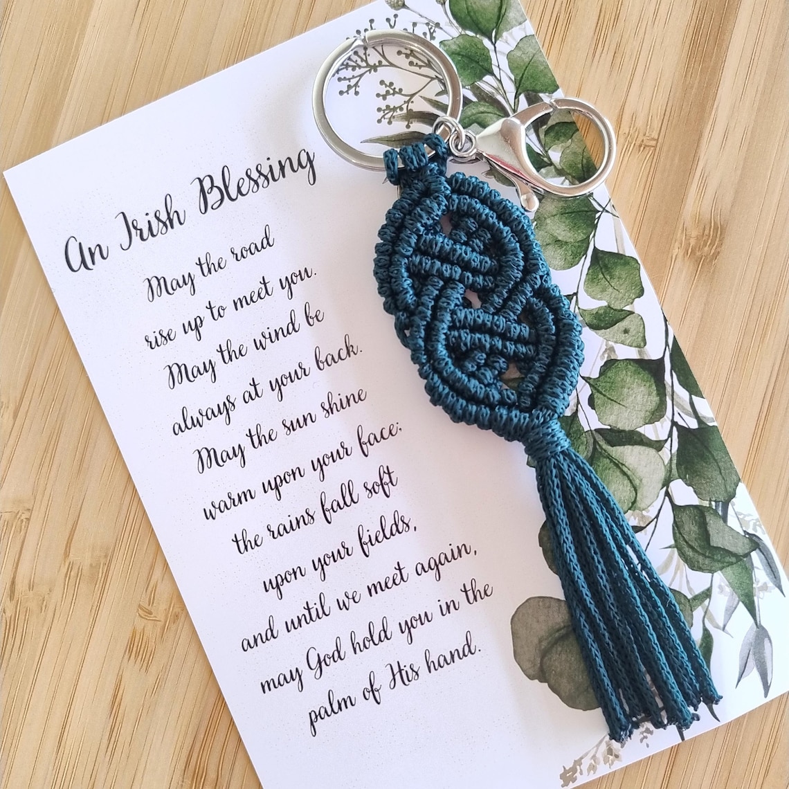 Celtic Knot Macrame Keychain Handmade Irish Blessing Gift - Etsy