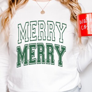Merry Varsity Green Svg, Png, Dxf, Merry Christmas Block Sweater Shirt ...