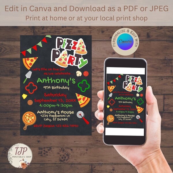 Editable Robot Party Invitation for Birthday Party Editable Template ...