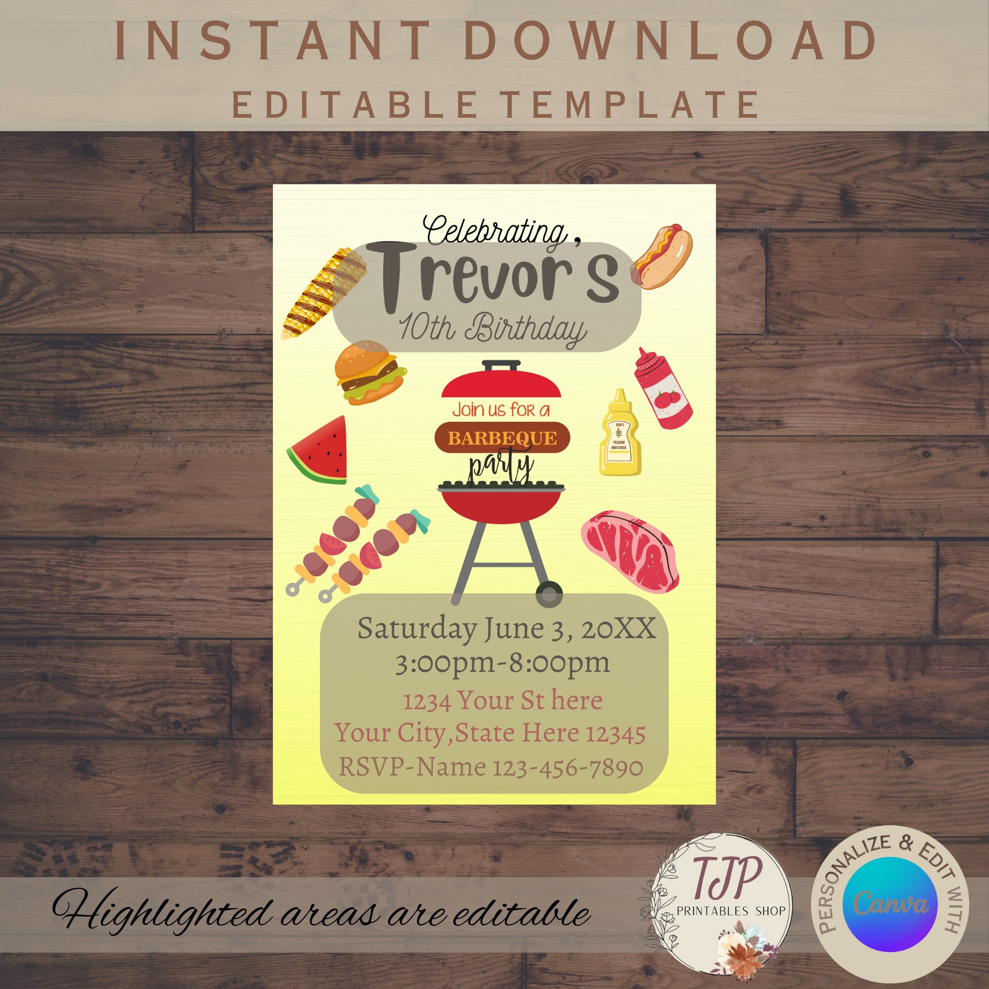 BBQ Birthday Invitation for Barbeque Birthday Party Invite Summer ...