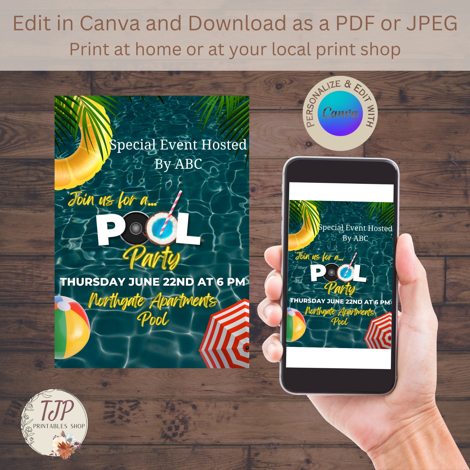 Pool Party Event Flyer for Pool Party Editable Flyer for Pool Party ...