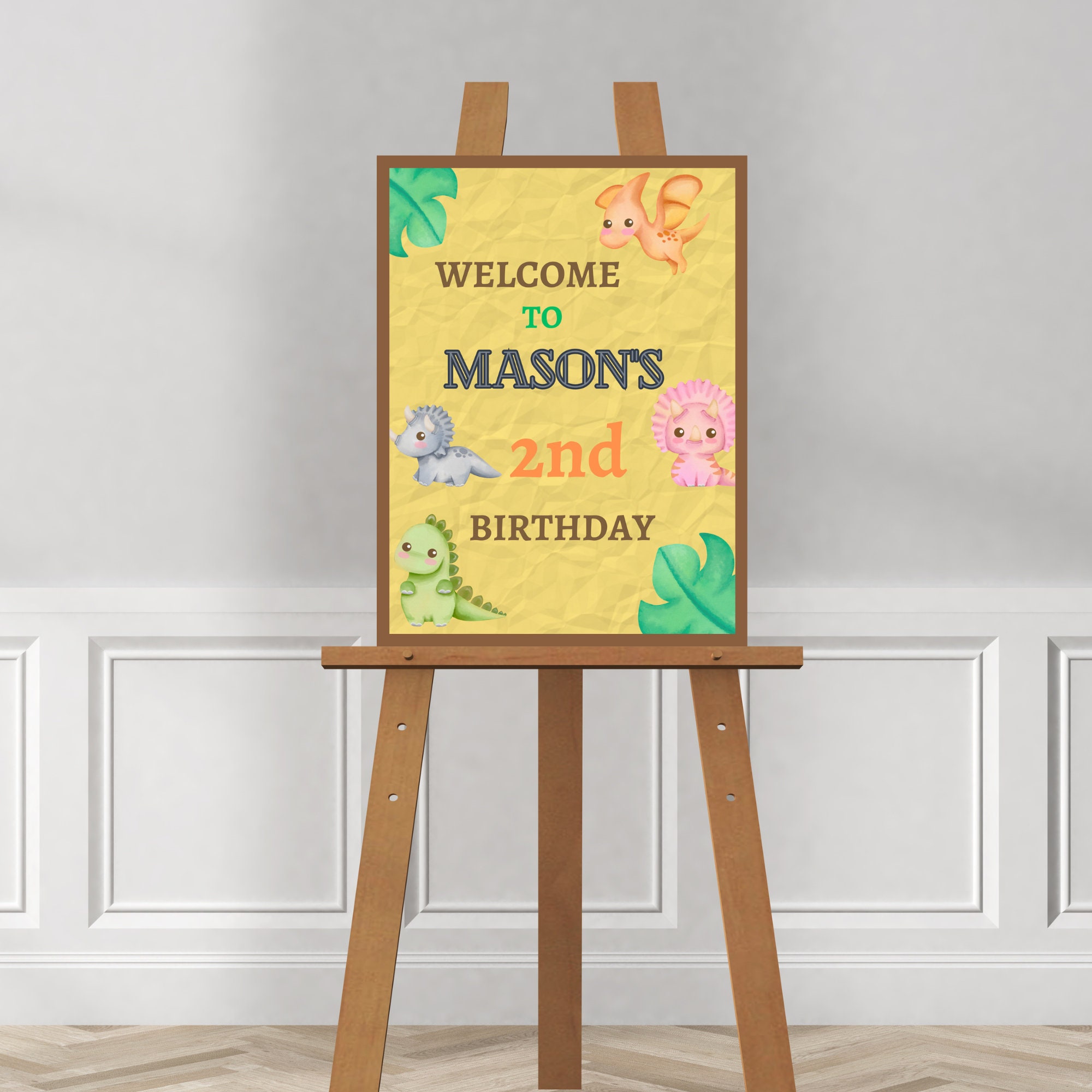 Dinosaur Birthday Welcome Sign for First Birthday Welcome Sign for ...