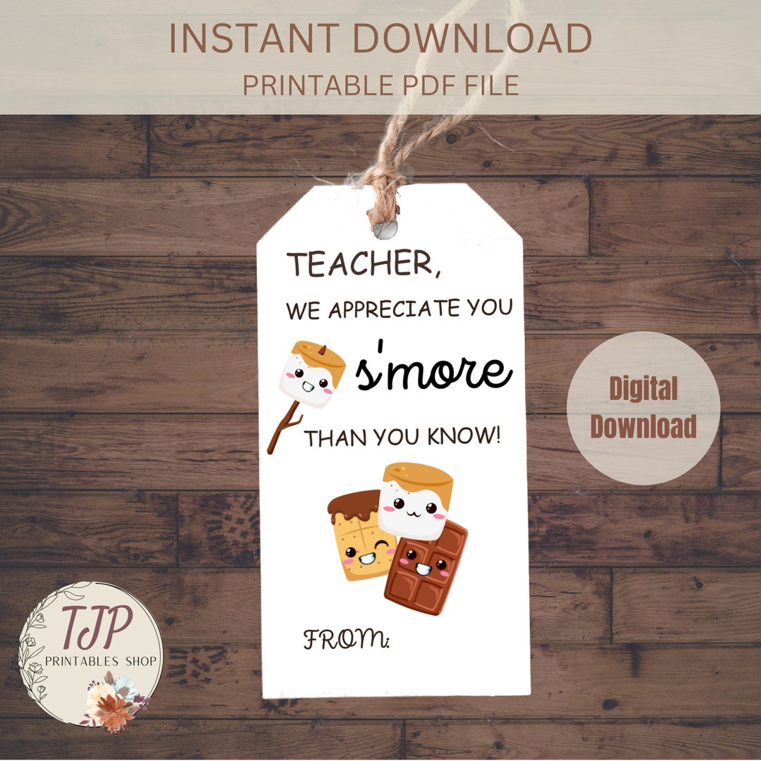 Teacher Appreciation TAGS, Teacher Thank You Gift TAG, End of School ...