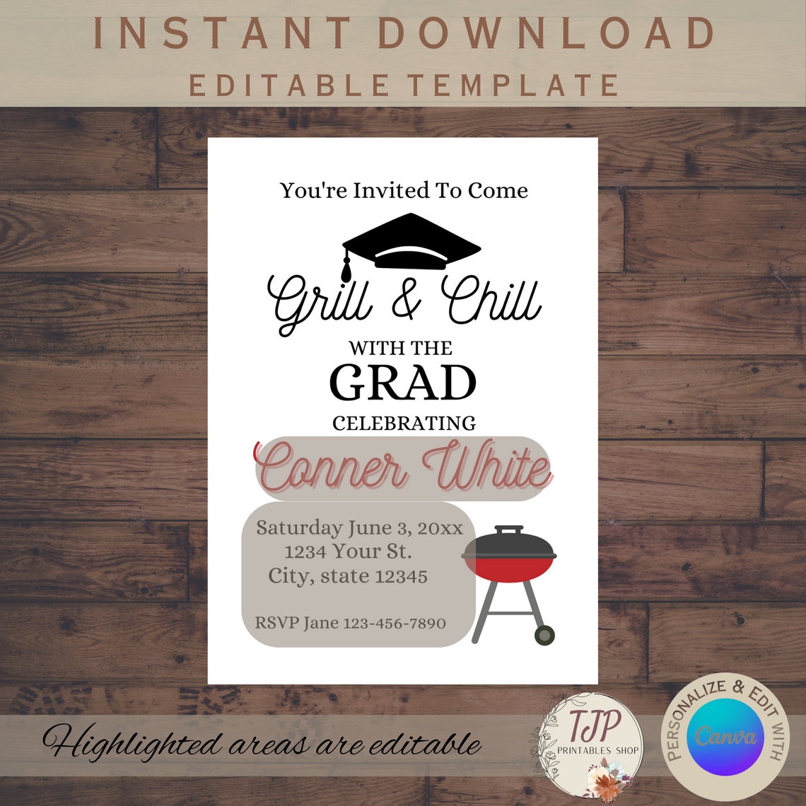 Grill and Chill Graduation Invitation for Class of 2023 Graduation ...