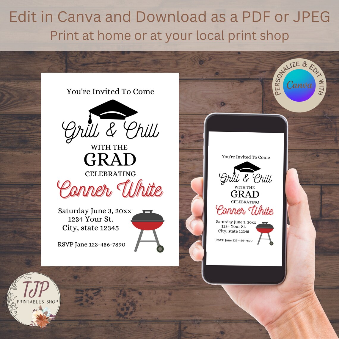 Grill and Chill Graduation Invitation for Class of 2023 Graduation ...