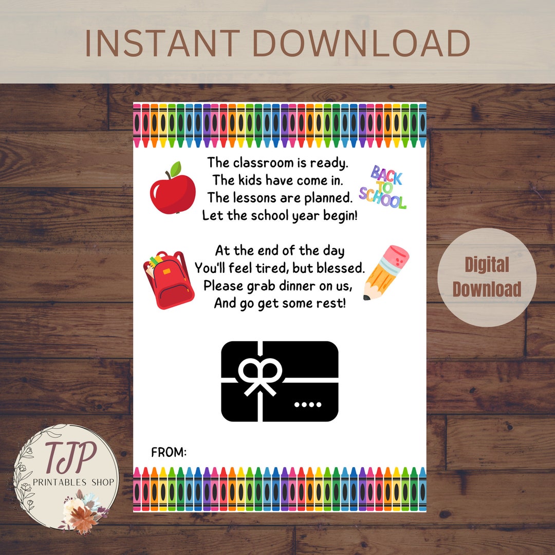 Back to School Teacher Appreciation Gift Card Holder for Teacher ...