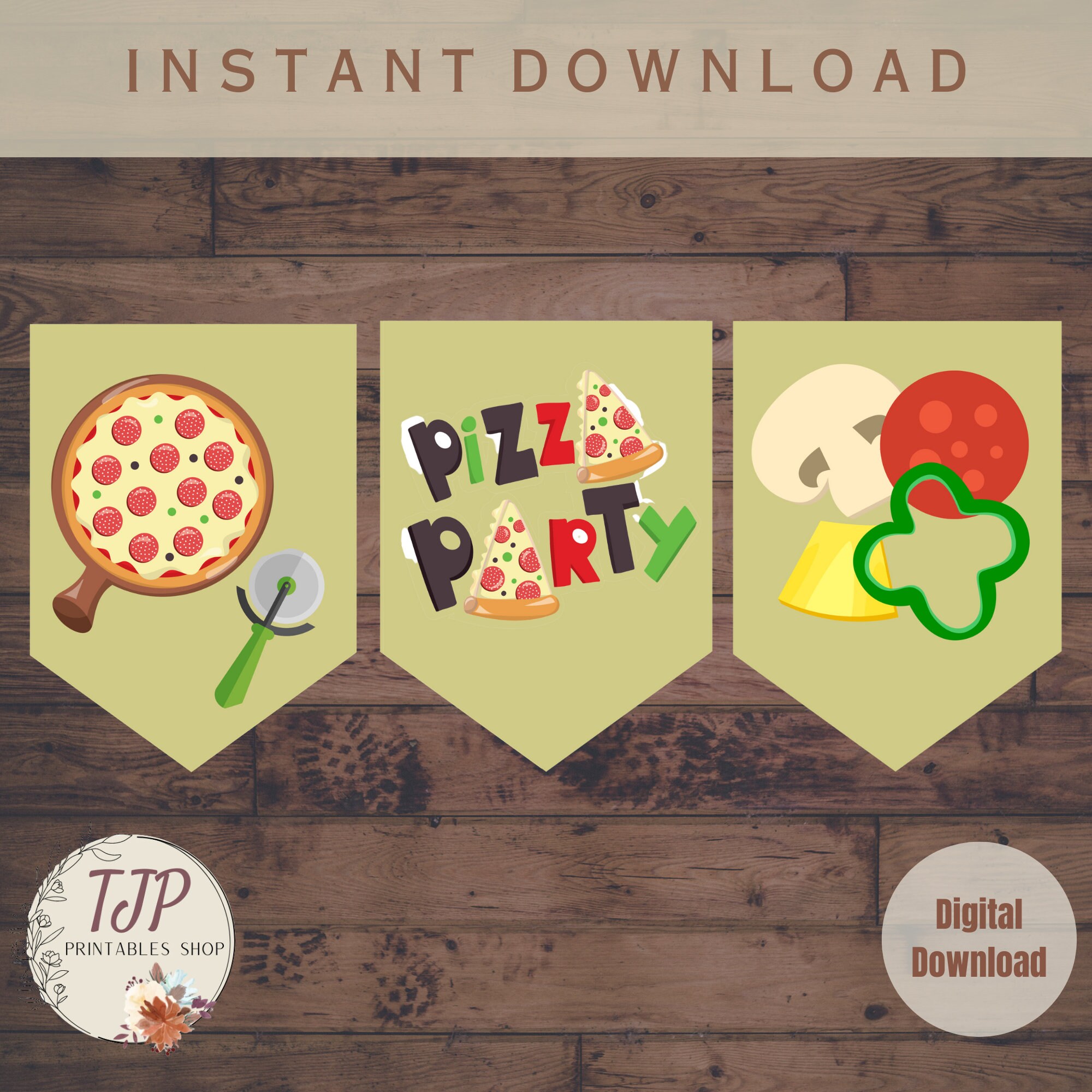 Pizza Party Birthday Banner for Pizza Party Banner for Birthday Pizza ...