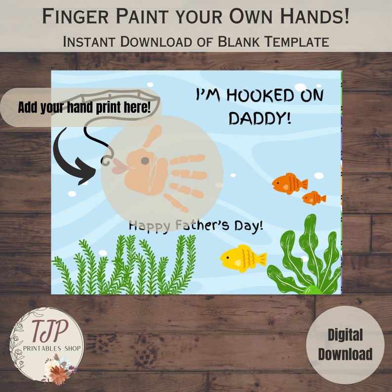 Fathers Day Handprint Editable Printable Finger Painting Craft for Dad ...