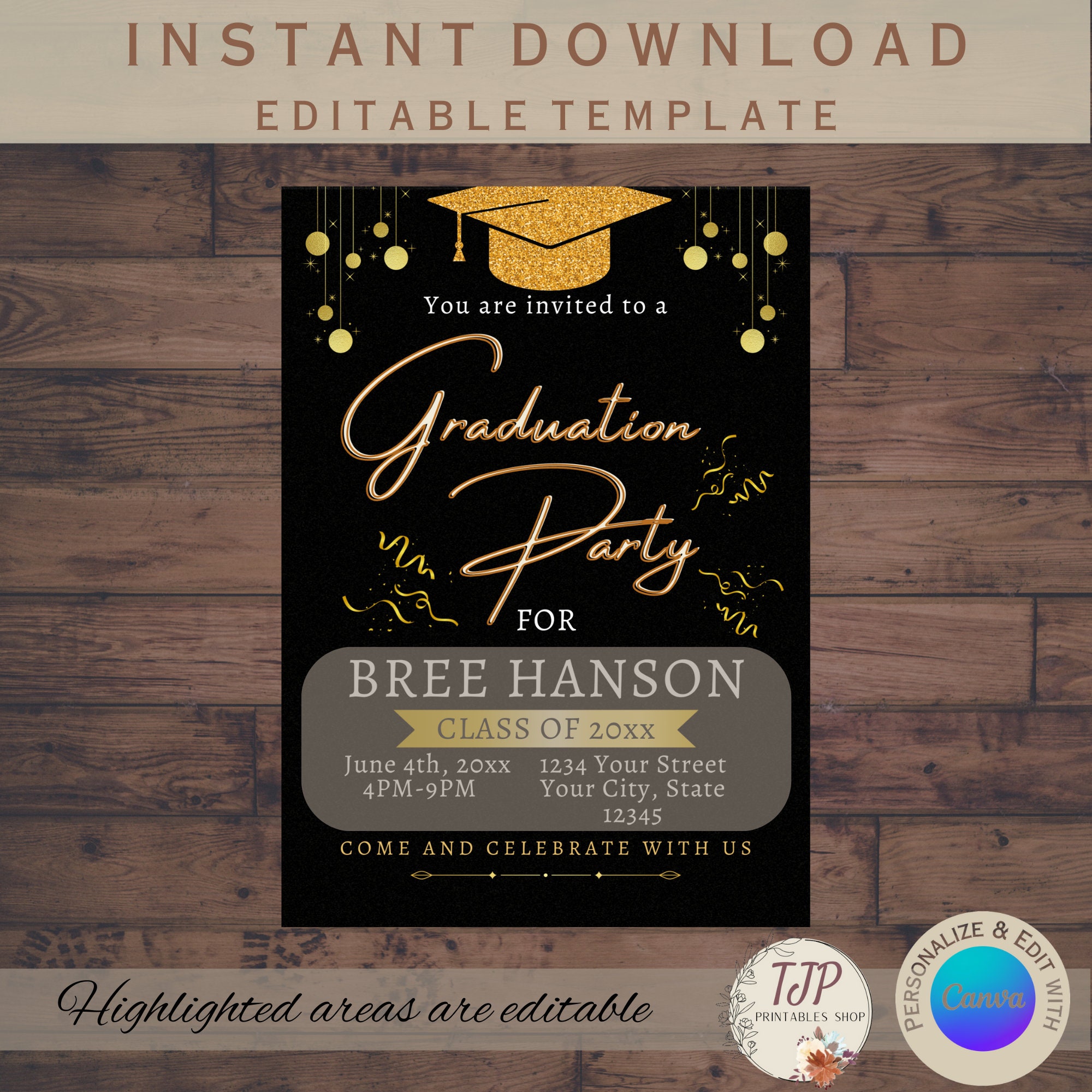 Printable Graduation Party Invitation Template, Instant Download ...