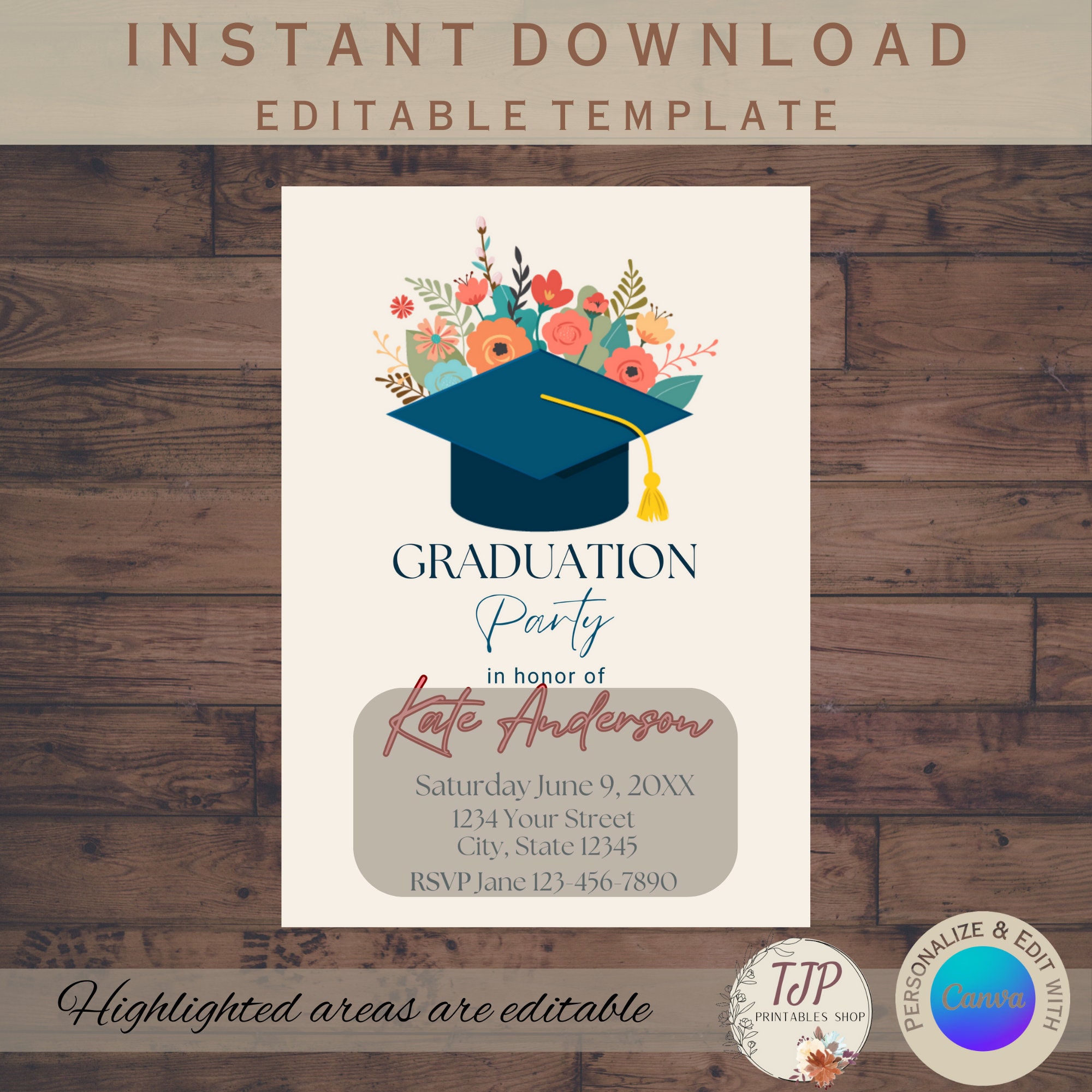 Graduation Party Invitation Template, Printable Graduation Party ...