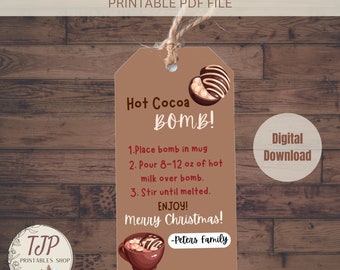 Hot Cocoa Gift Tag Teacher Gift Tag Hot Cocoa Bomb Tag - Etsy