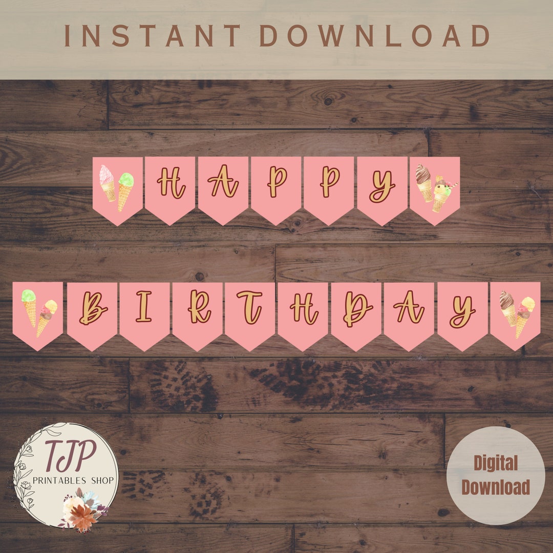 Ice Cream Birthday Banner for Ice Cream Party Banner for Birthday Ice ...