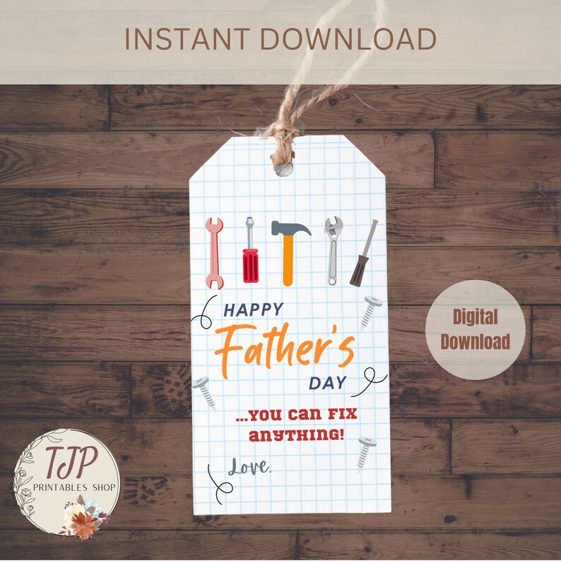 Fathers Day Tag, Fathers Day Tools Gift Tag, Fathers Day Printable Tag ...