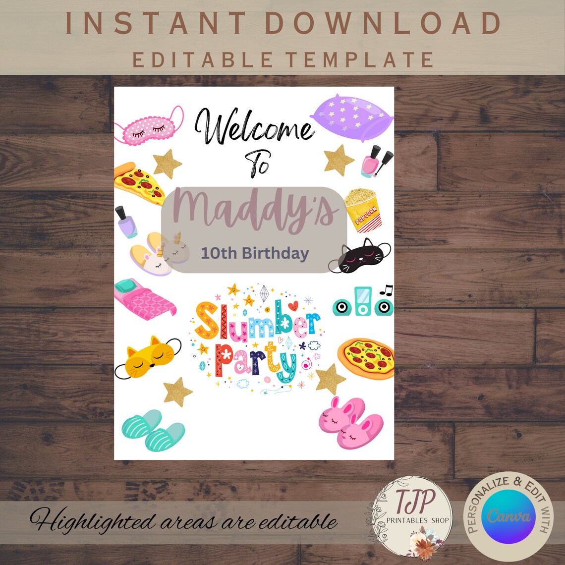 Girls Sleepover Birthday Welcome Sign for Birthday Welcome Sign for ...