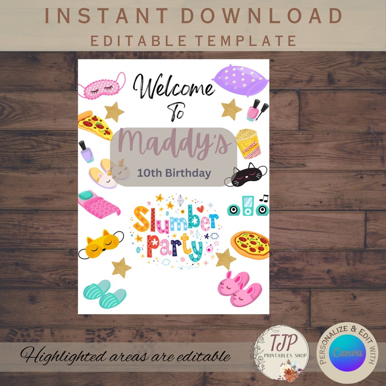 Girls Sleepover Birthday Welcome Sign for Birthday Welcome Sign for ...
