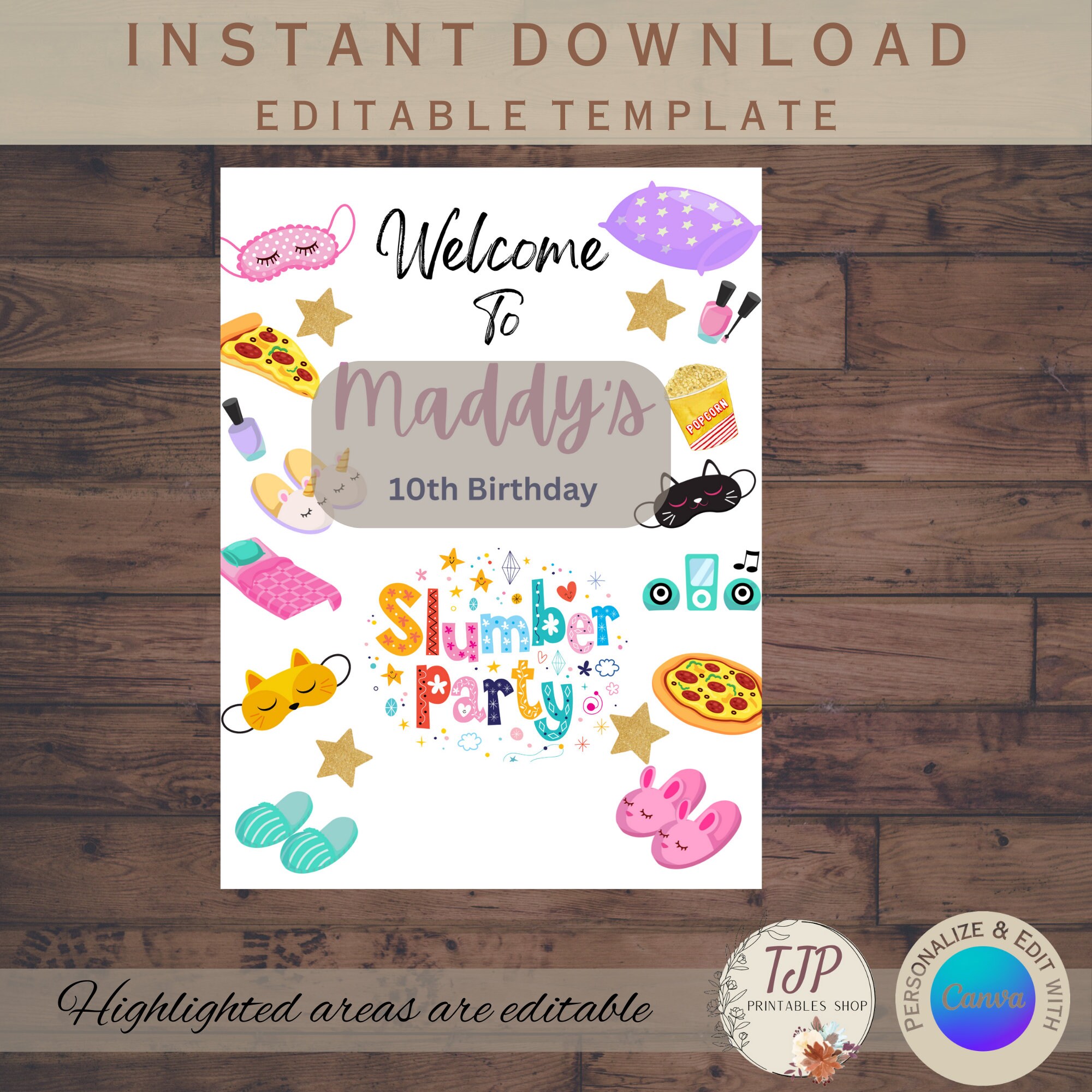 Girls Sleepover Birthday Welcome Sign for Birthday Welcome Sign for ...