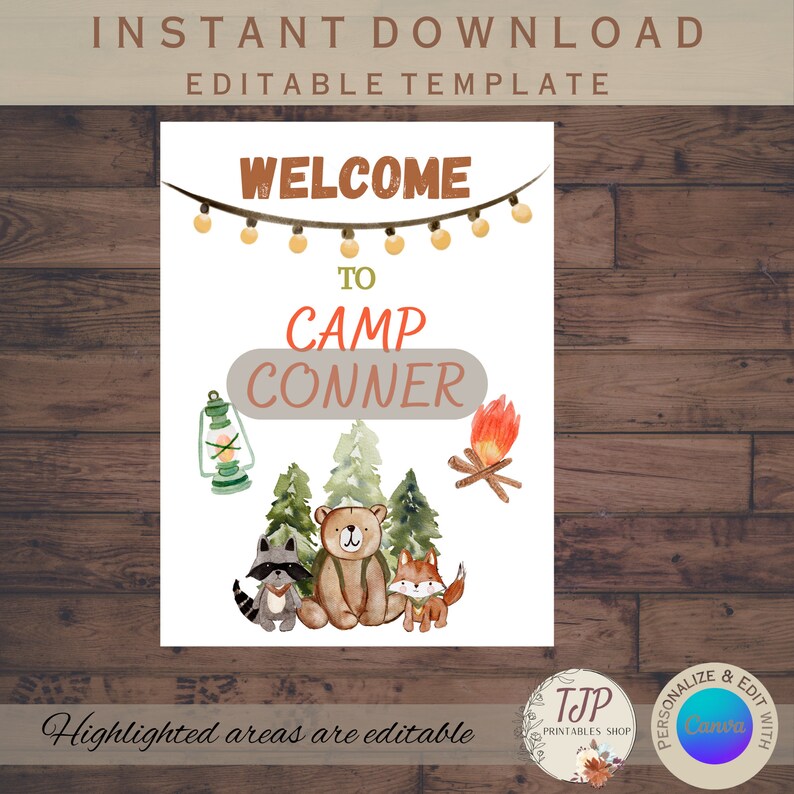 Camping Birthday Welcome Sign for Birthday Welcome Sign for Camping ...