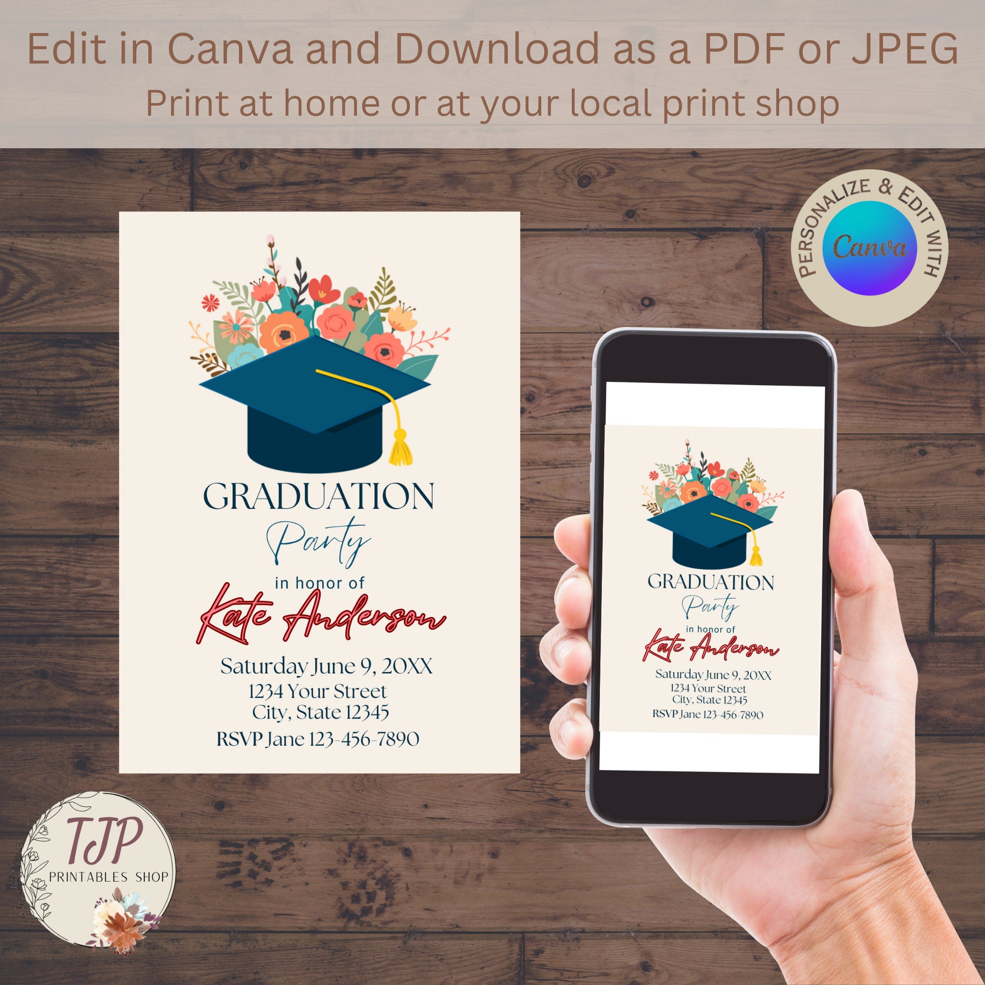 Graduation Party Invitation Template, Printable Graduation Party ...
