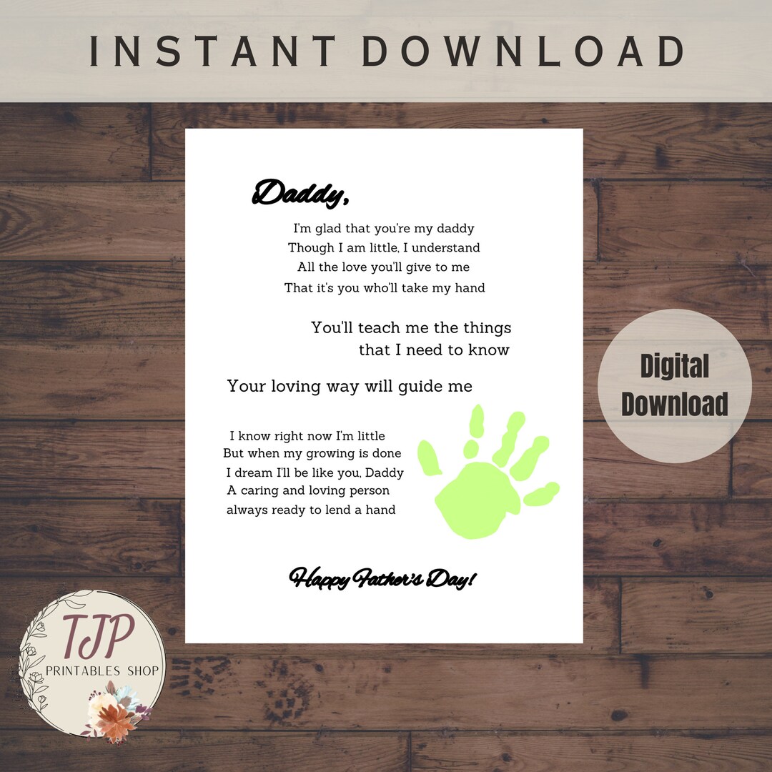 Fathers Day Hand Print Editable Printable Finger Painting Craft for Dad ...