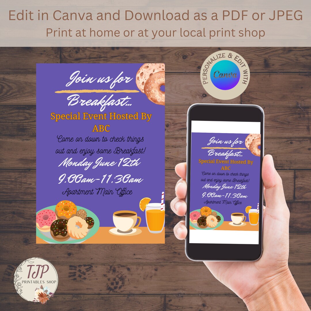 Breakfast Event Flyer for Breakfast Editable Flyer for Breakfast ...