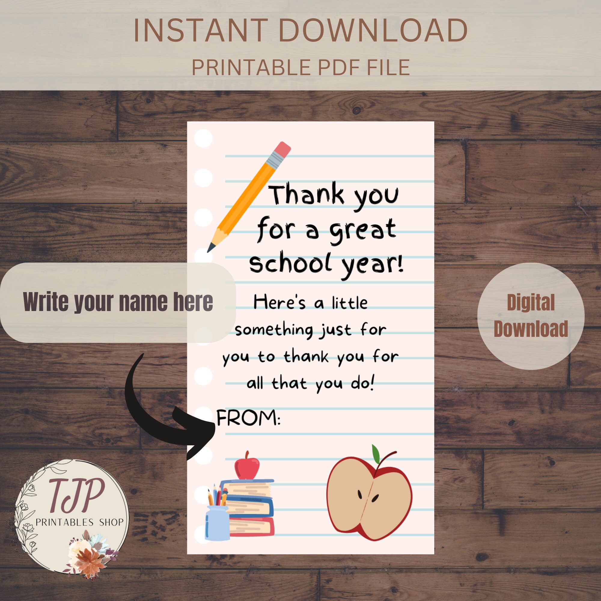 Teacher Appreciation TAGS, Teacher Thank You Gift TAG, End of School ...