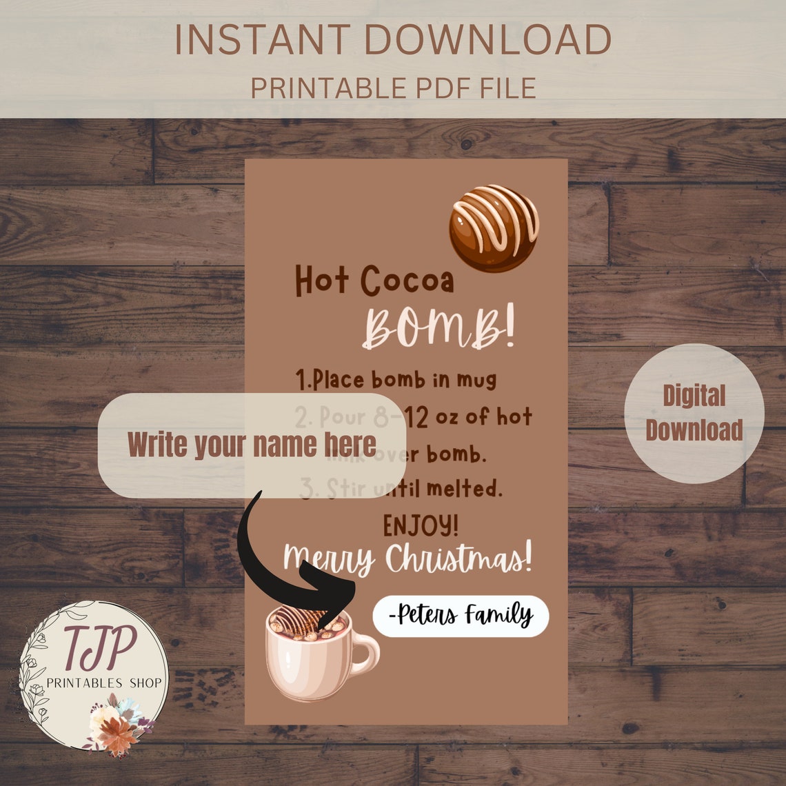 Hot Cocoa Gift Tag, Teacher Gift Tag, Hot Cocoa Bomb Tag, Christmas ...
