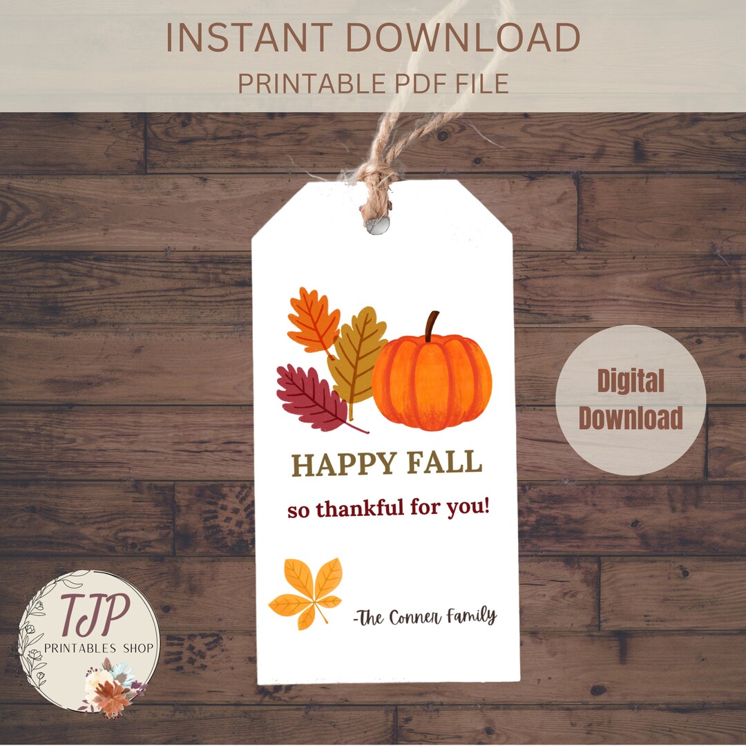 Happy Fall Favor Tag, Thankful for You Tag, Fall Staff Appreciation Tag ...