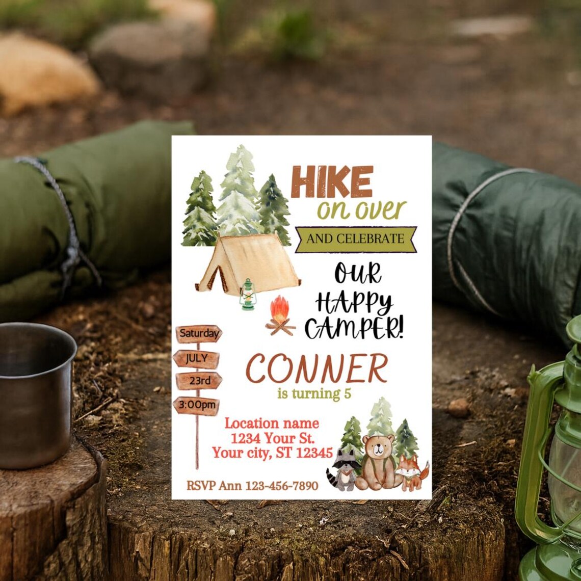 Camping Birthday Invitation Template Camping Invite Camping Birthday ...